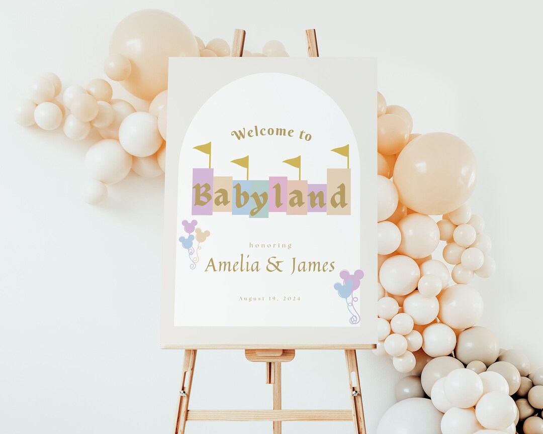 Welcome to Babyland, Disneyland Themed Baby Shower Welcome Sign ...