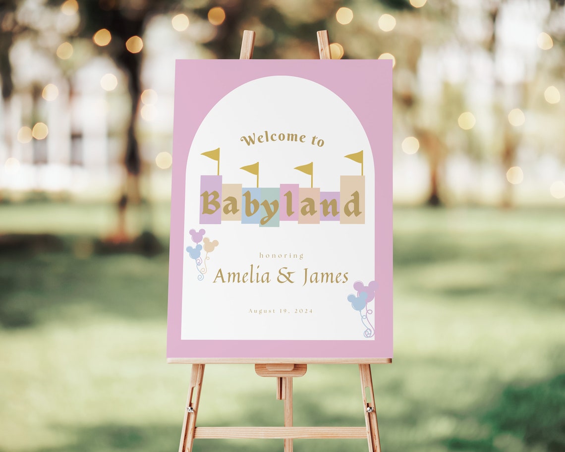 Welcome to Babyland, Disneyland Themed Baby Shower Welcome Sign ...