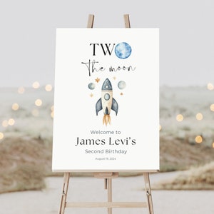 Editable Outer Space 2nd Birthday Welcome Sign, Digital Download, DIY ...