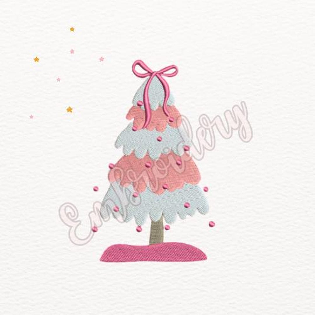 Pink Christmas Tree Embroidery Design File DST Format, Available for ...