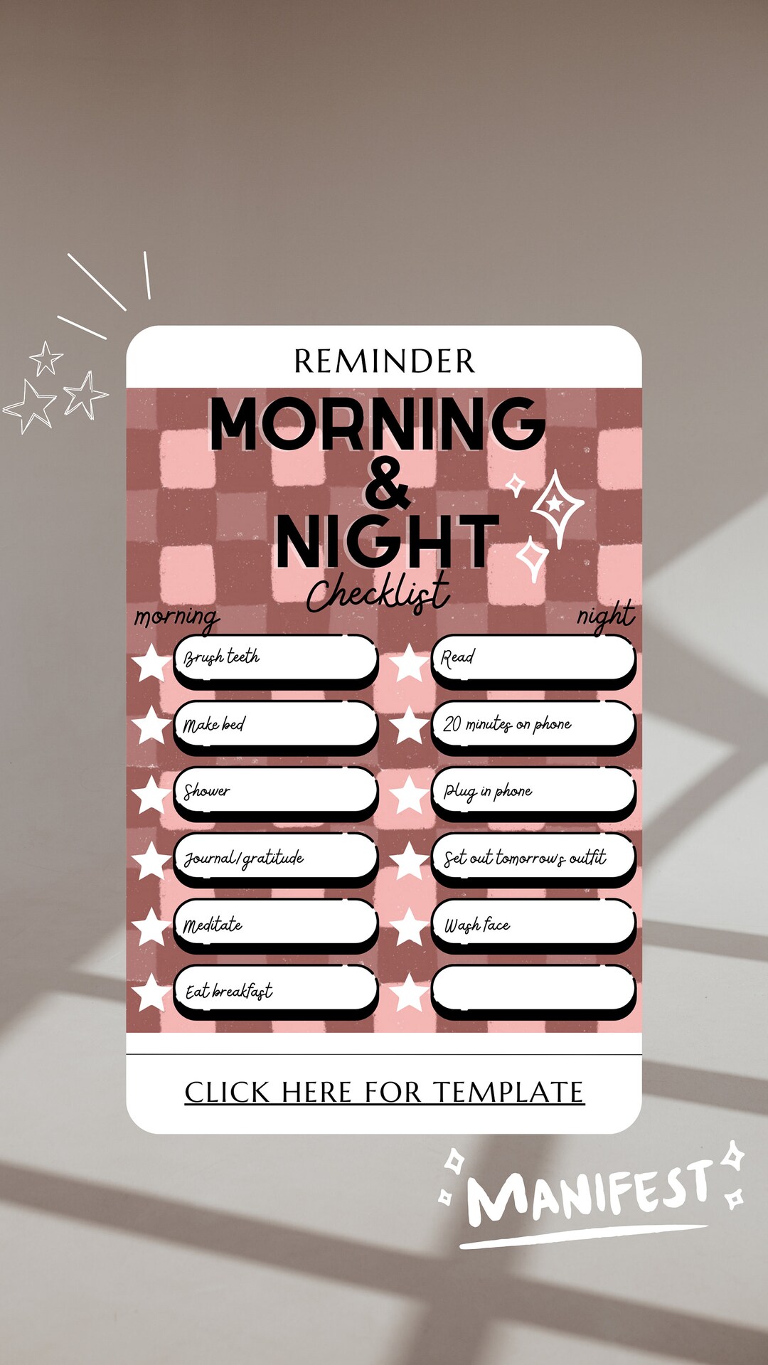 Mauve Magic Morning & Night Checklist Template - Etsy