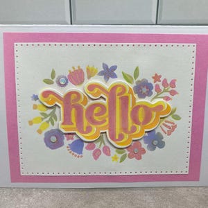Layered Stenciled Note Card With Embellishments - Etsy