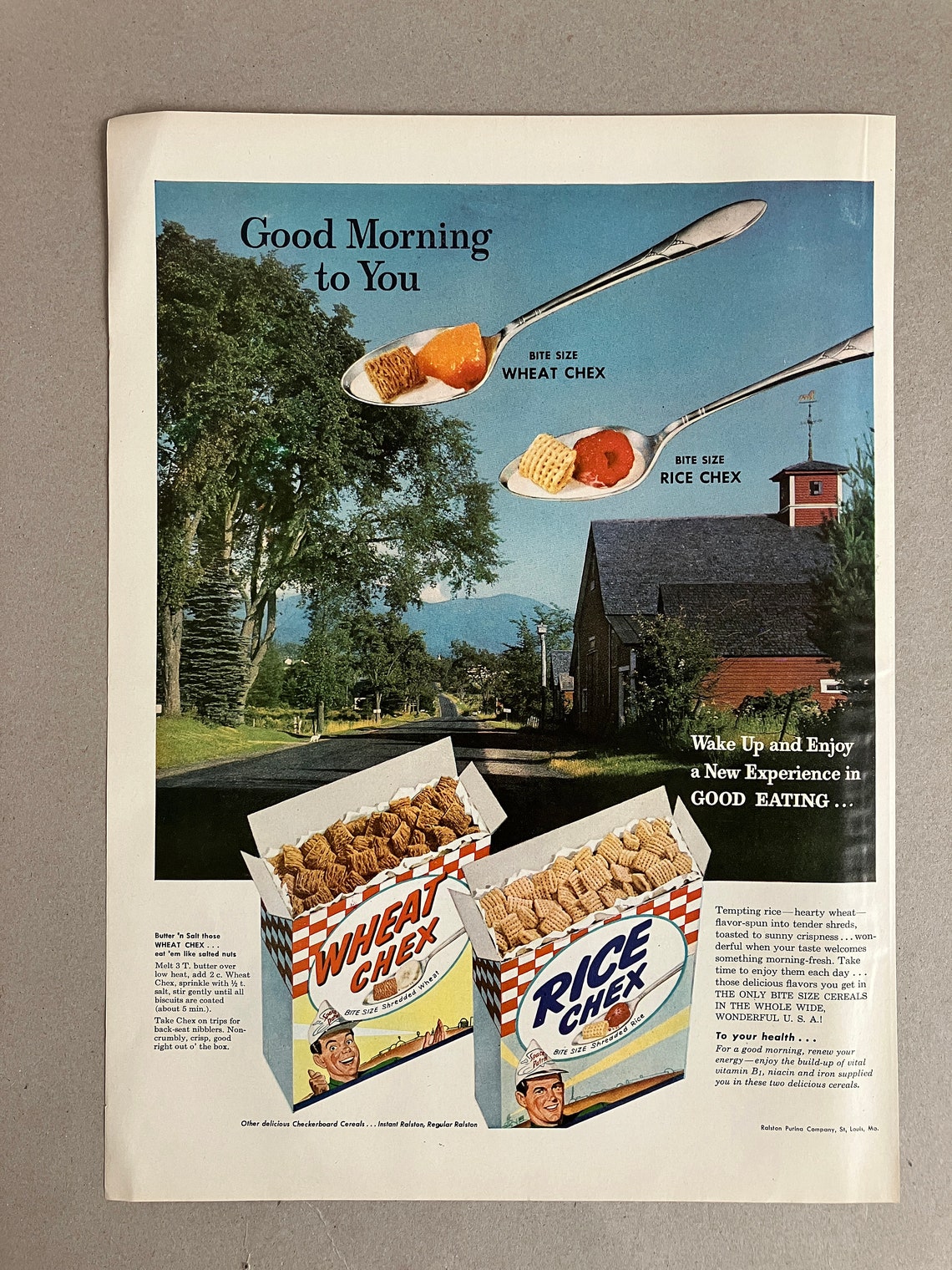 1953 Chex Cereal Ad Vintage Food Ad Bite Size Wheat Chex Rice Chex ...