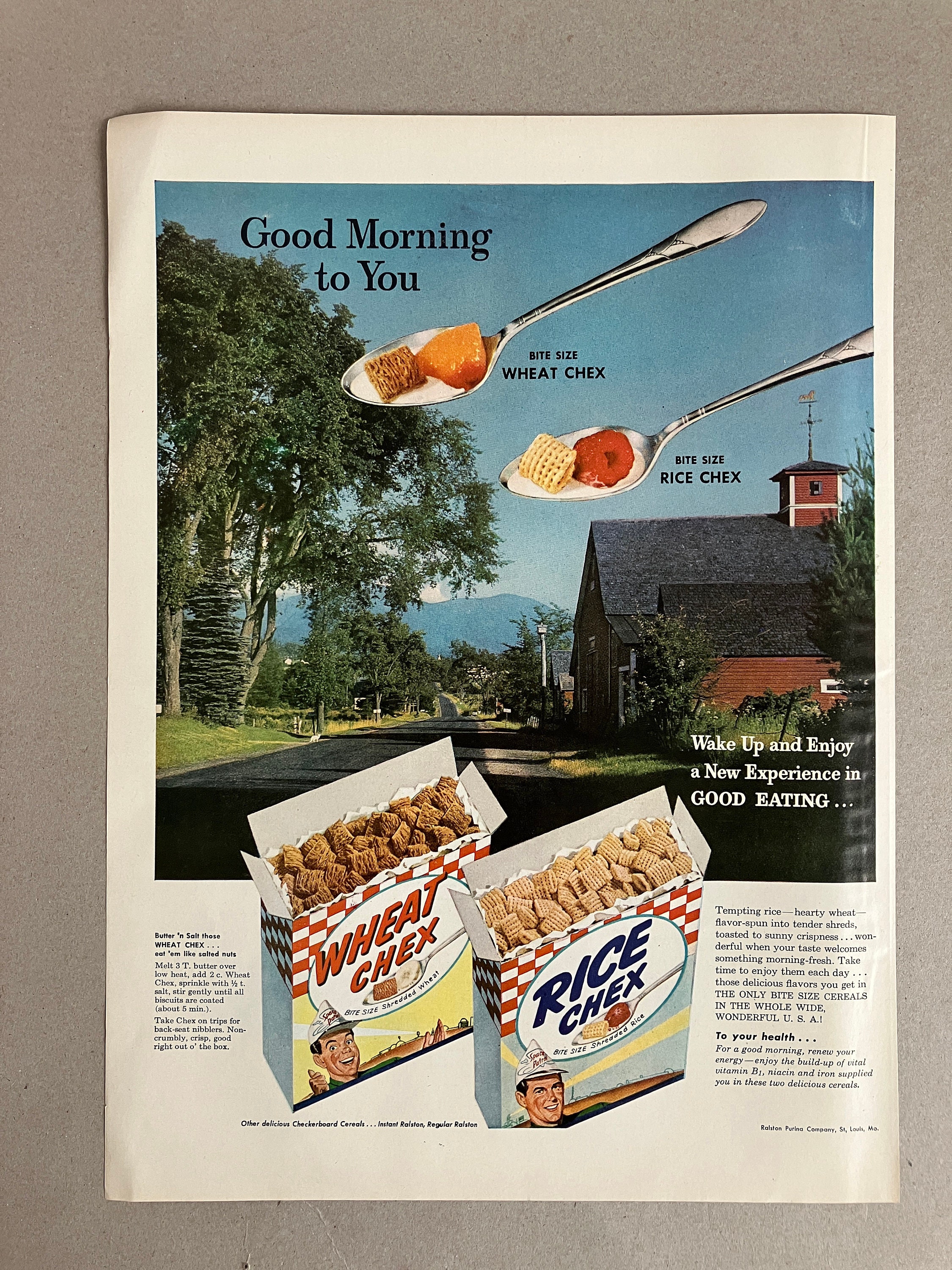 1953 Chex Cereal Ad Vintage Food Ad Bite Size Wheat Chex Rice Chex ...