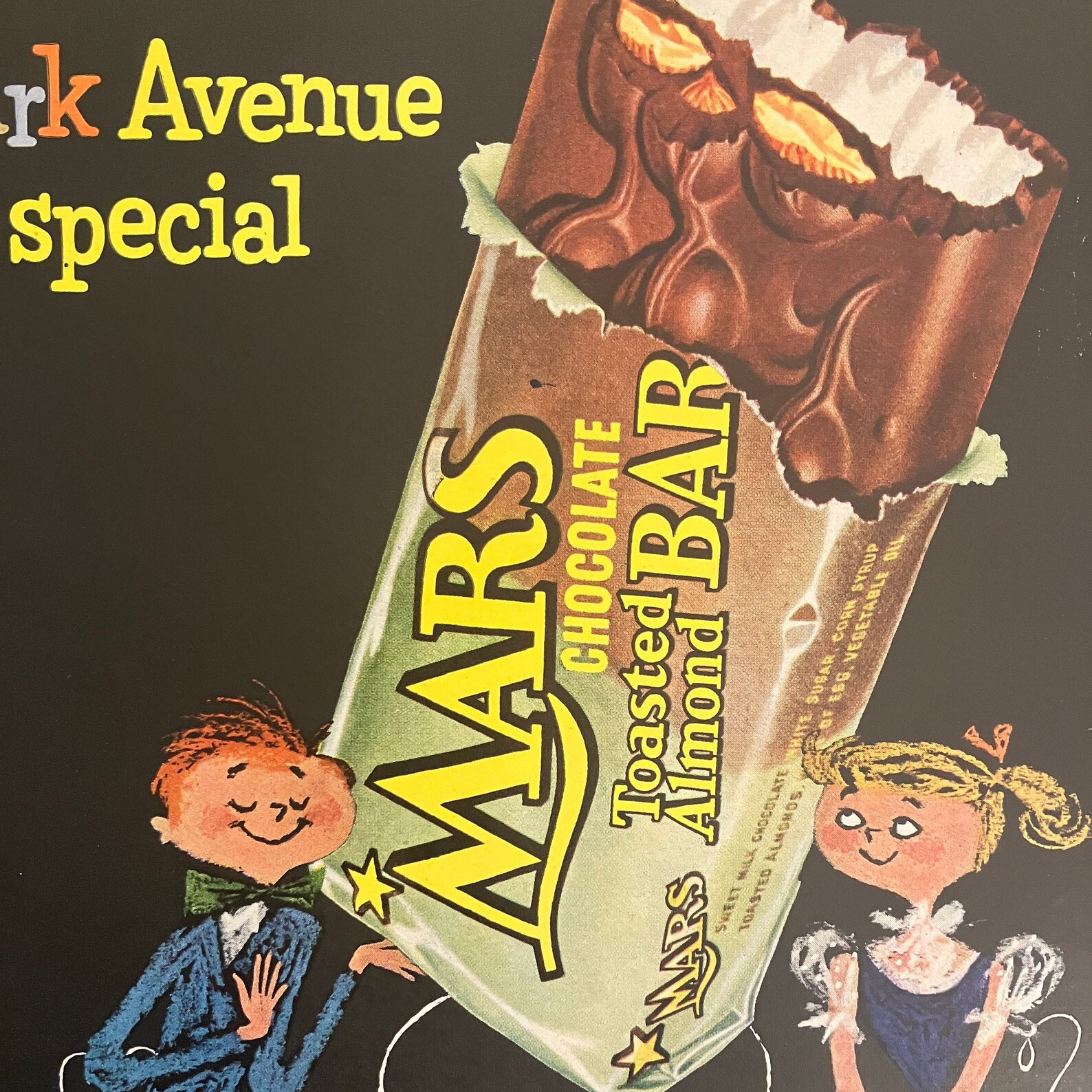 1954 Mars Bar Vintage Candy Bar Ad Advertising Art Chocolate Original ...