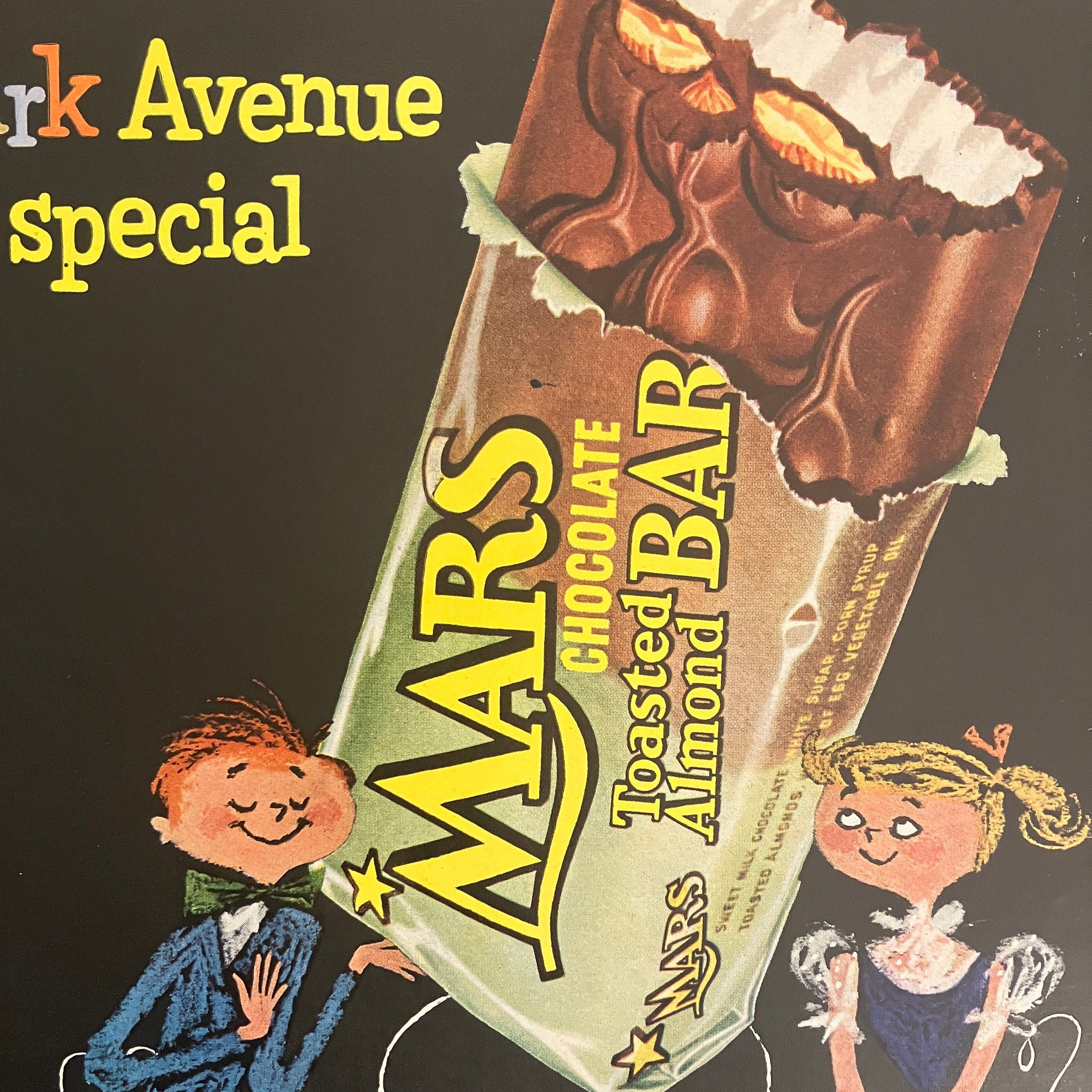 1954 Mars Bar Vintage Candy Bar Ad Advertising Art Chocolate Original ...