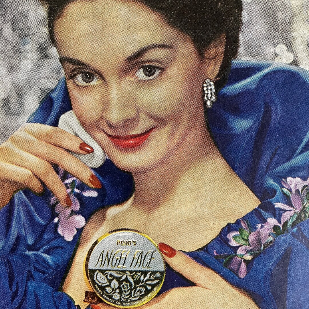 1949 Pond's Angel Face Powder Vintage Ad with a Touch of the Puff...you ...