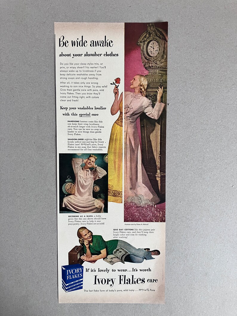 1948 Ivory Flakes Laundry Soap Vintage Ad Old Advertisement Retro Decor ...