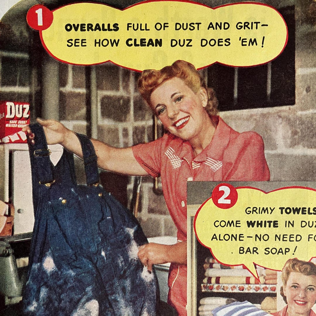 1945 DUZ Laundry Soap Vintage Print Ad 'wartime Wash' Vintage Housewife ...