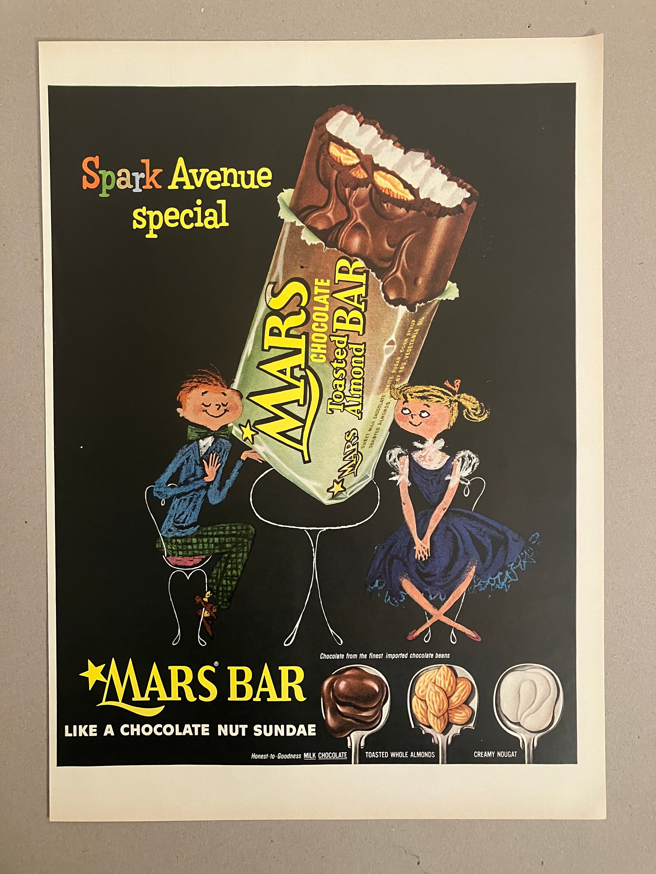 1954 Mars Bar Vintage Candy Bar Ad Advertising Art Chocolate Original ...