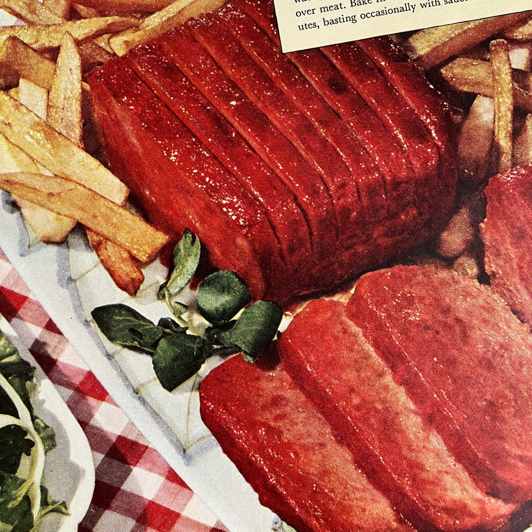 1954 SPAM & Hunt's Tomato Sauce Vintage Ad "oven Barbecue" Vintage Spam ...