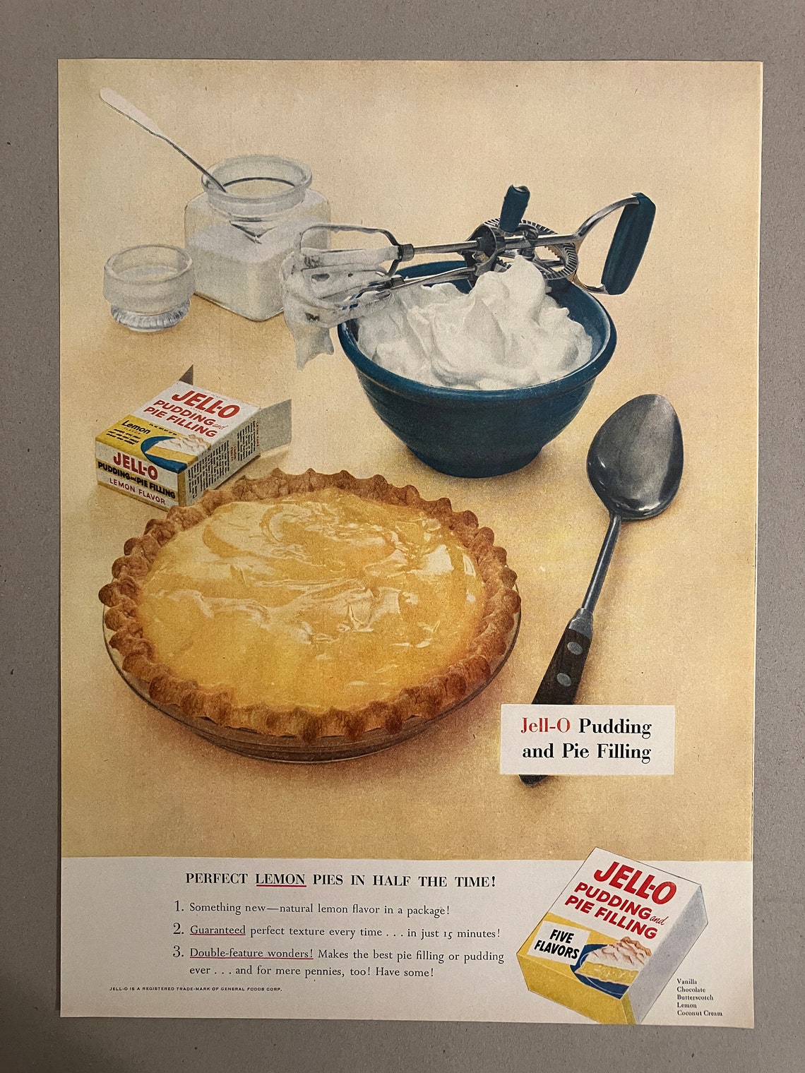 1953 Jell-o Lemon Pudding and Pie Filling Vintage Ad Vintage Jello Ad ...