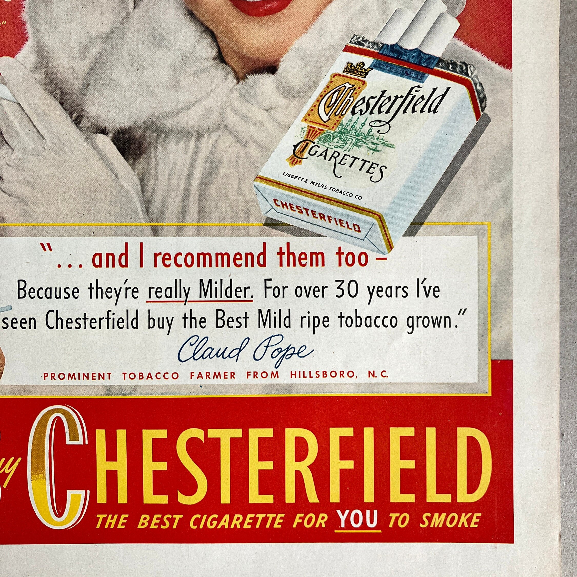 1949 Barbara Stanwyck Chesterfield Cigarettes Vintage Ad Old Hollywood ...