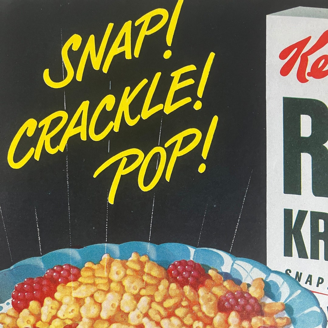 1949 Kellogg's Rice Krispies Cereal Vintage Ad "snap! CRACKLE! Pop ...