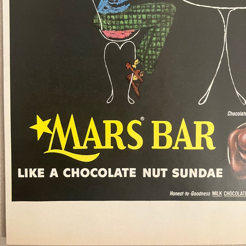 1954 Mars Bar Vintage Candy Bar Ad Advertising Art Chocolate Original ...