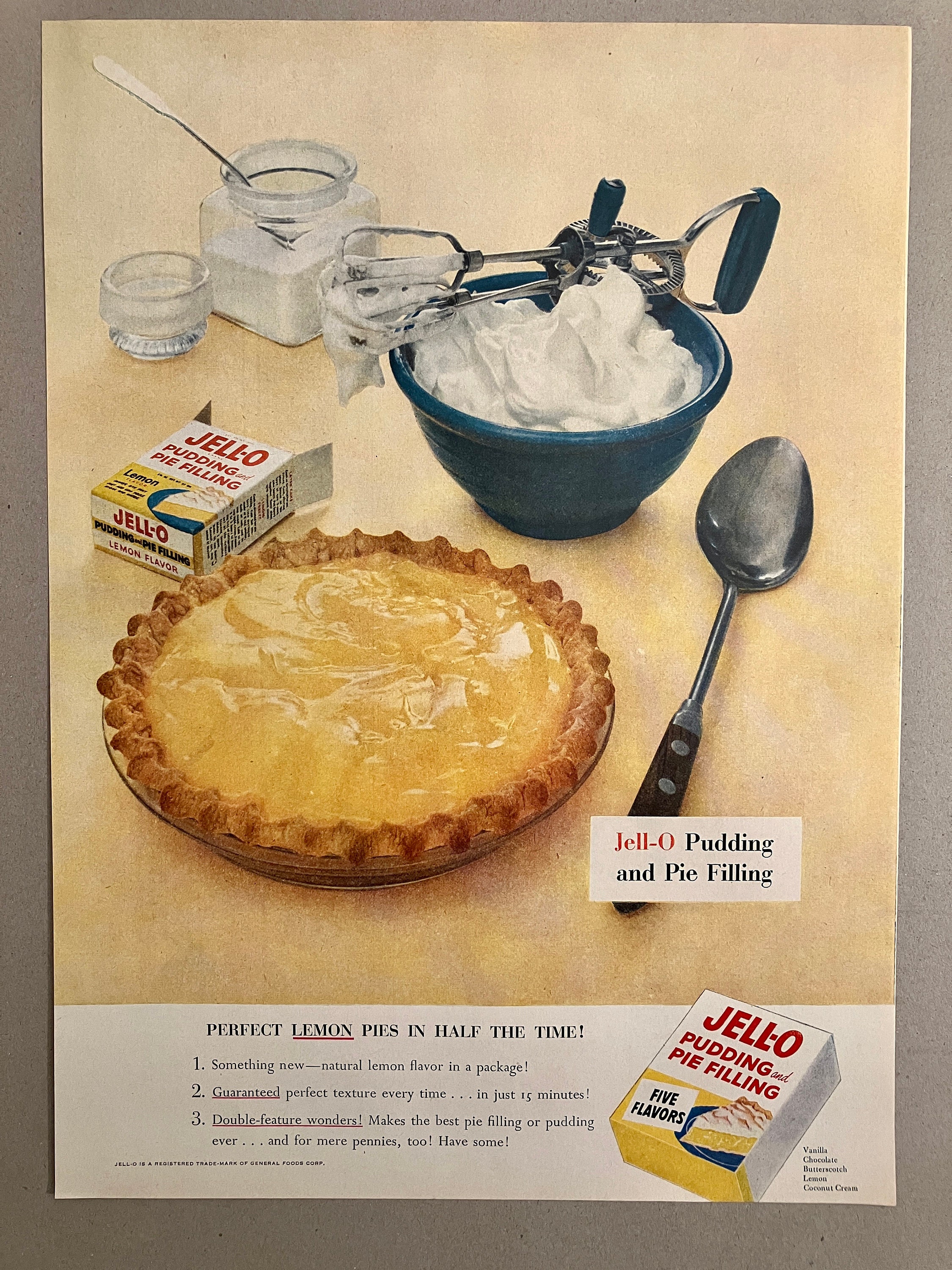 1953 Jell-o Lemon Pudding and Pie Filling Vintage Ad Vintage Jello Ad ...