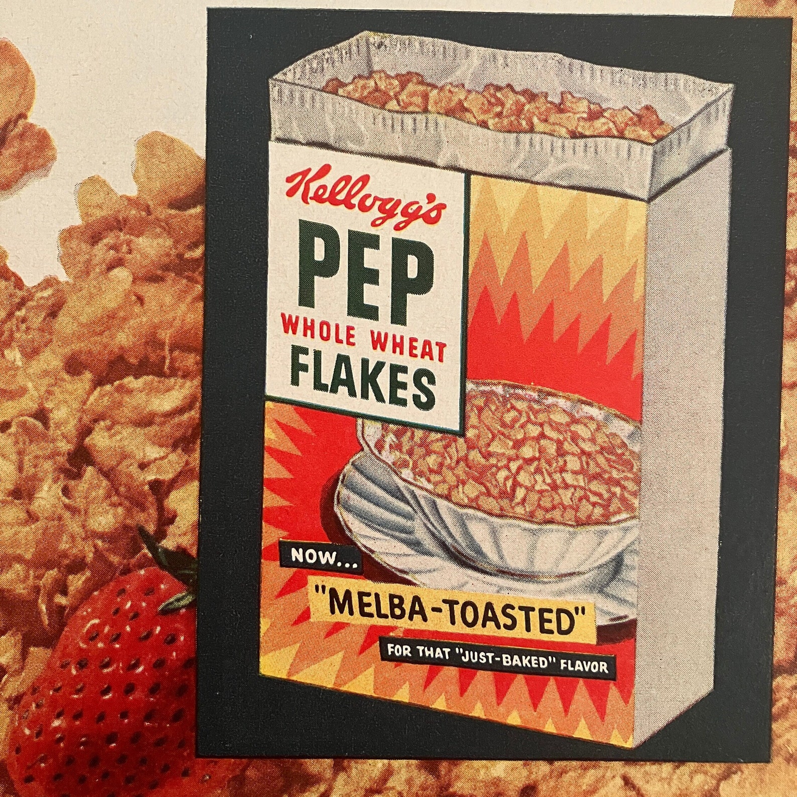 1954 Kellogg's PEP Whole Wheat Flakes Vintage Ad Vintage Cereal Ad Mid ...