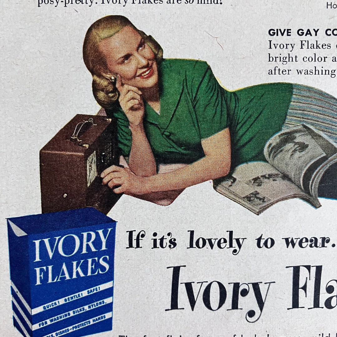 1948 Ivory Flakes Laundry Soap Vintage Ad Old Advertisement Retro Decor ...