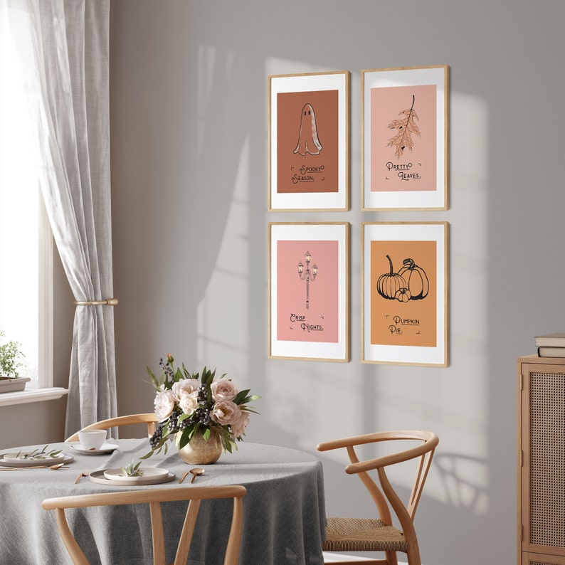 Set of 4 Fall and Halloween Posters - Etsy