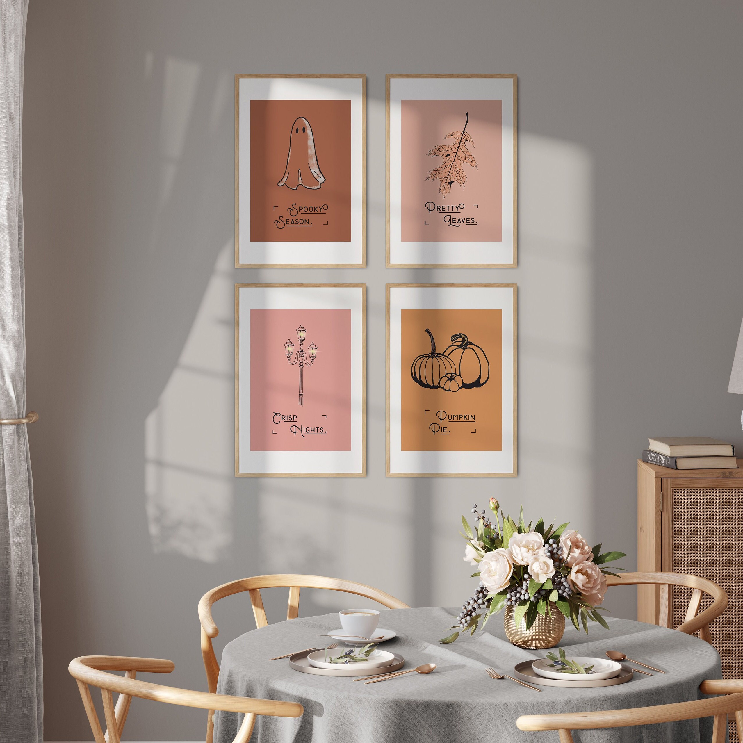 Set of 4 Fall and Halloween Posters - Etsy