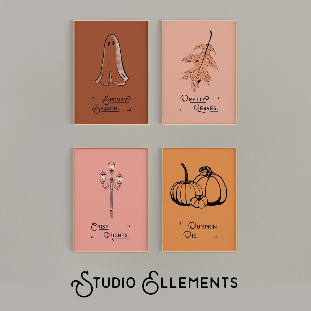 Set of 4 Fall and Halloween Posters - Etsy