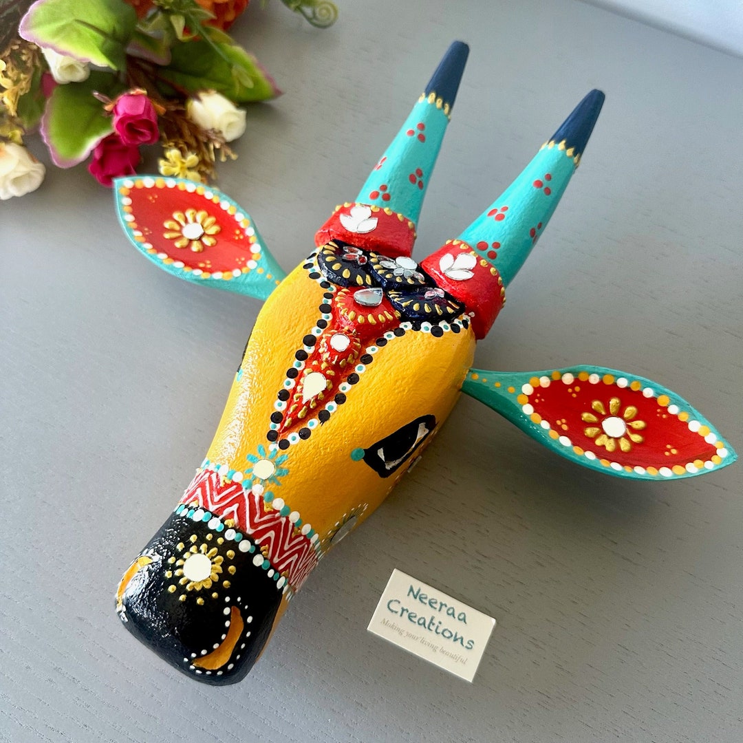 Handcrafted Wooden Nandi Bull Head Wall Decor - Etsy