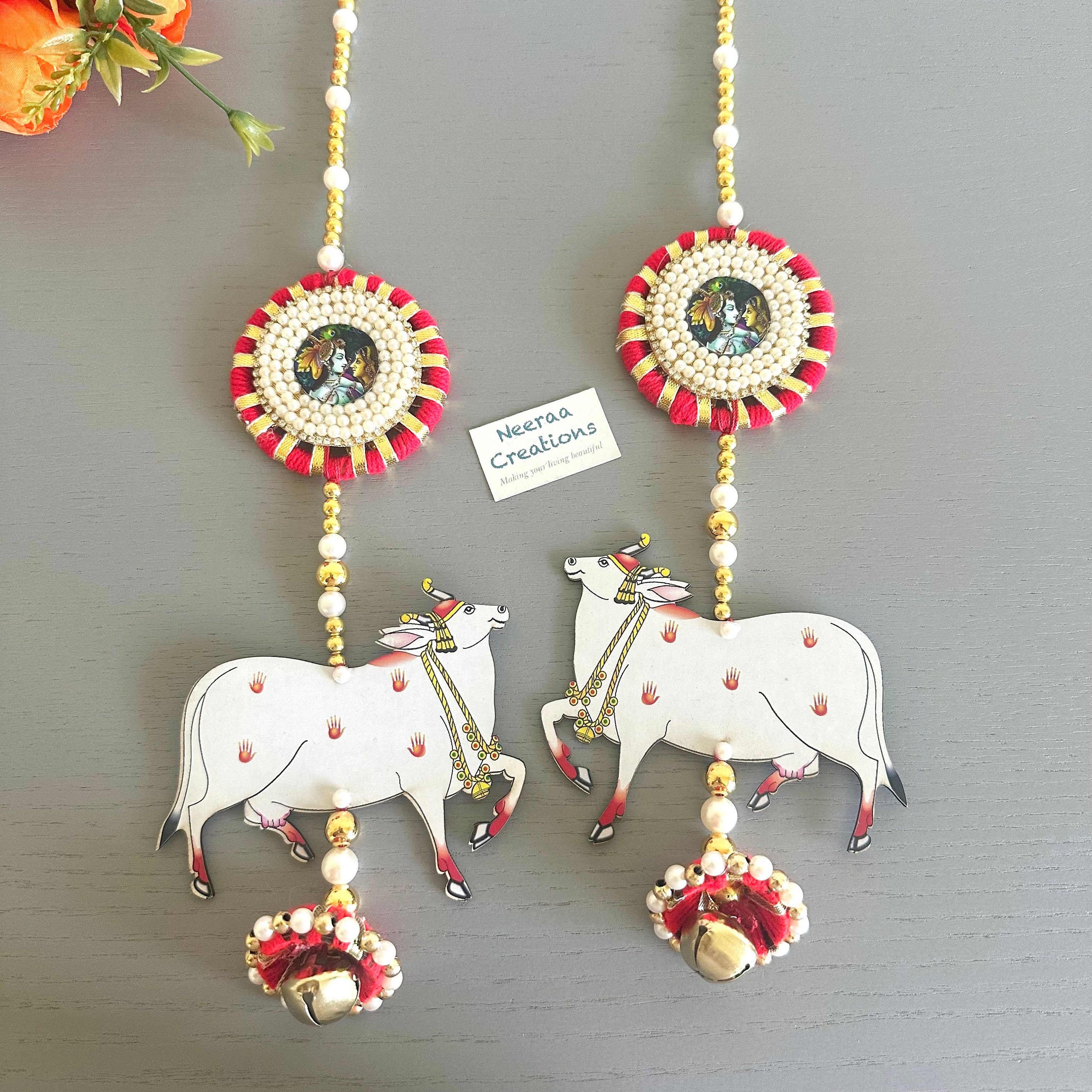 Radha-krishna and Pichwai Cow Hanging Set - Etsy