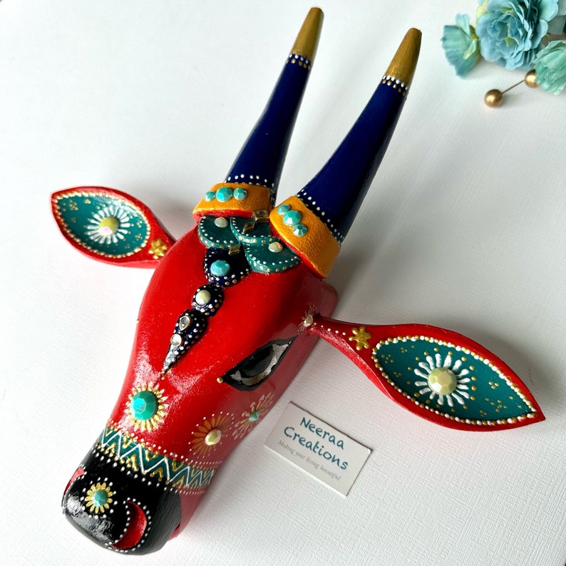 Handcrafted Wooden Nandi Bull Head Wall Decor - Etsy