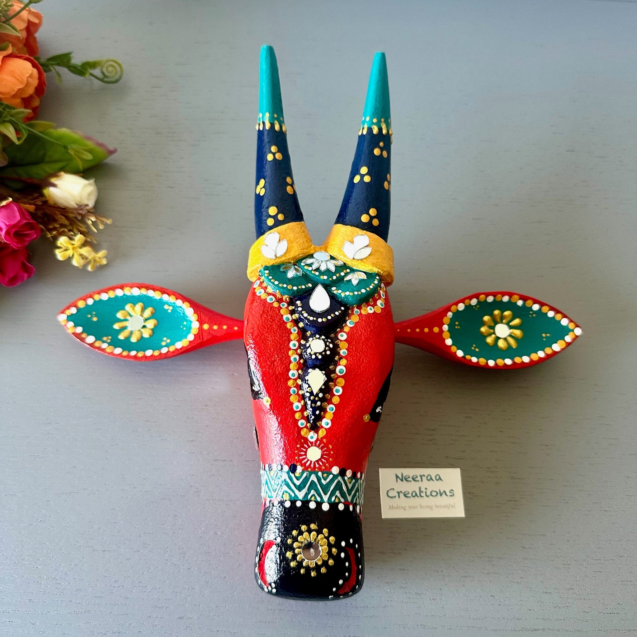 Handcrafted Wooden Nandi Bull Head Wall Decor - Etsy