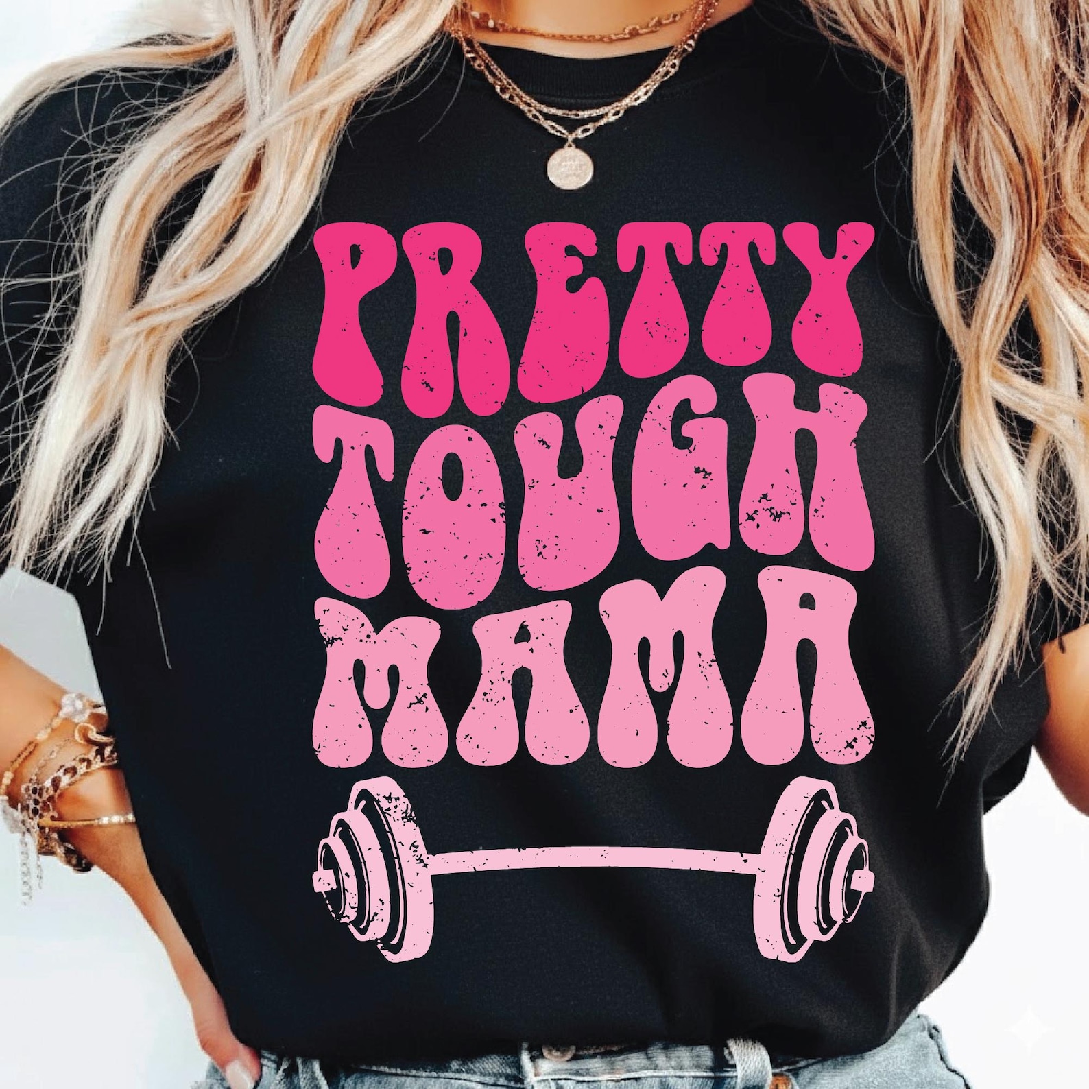 Pretty Tough Mama SVG PNG, Barbell Girl Svg, Funny Workout Women, Pump ...