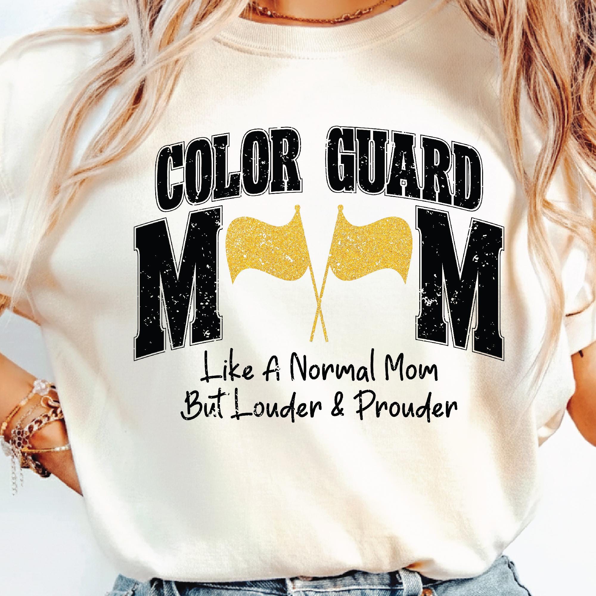 Color Guard Mom PNG, Gold Glitter, Varsity Design, Distressed, Color ...