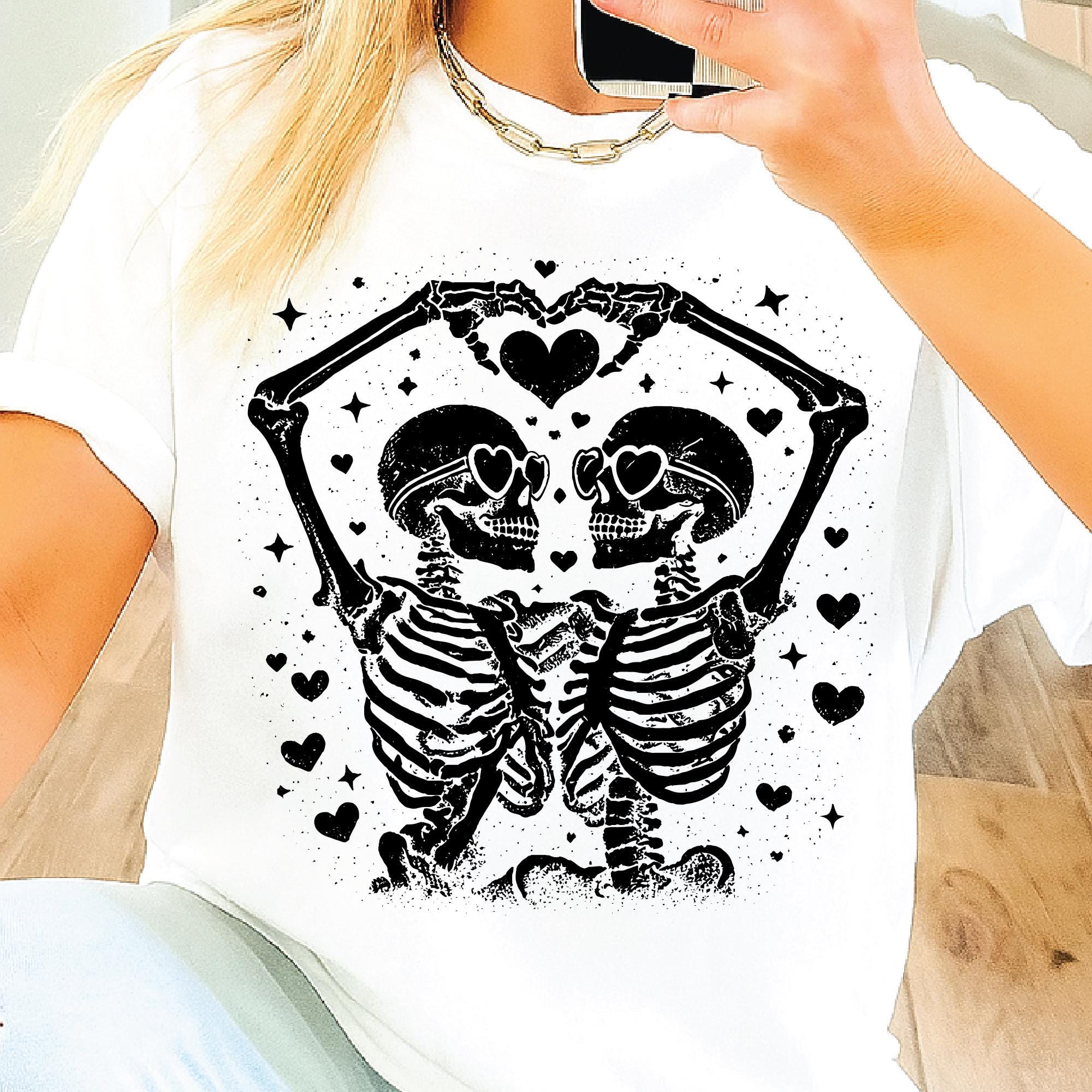 Valentine Skeleton SVG PNG, Love Skeletons Heart Hands, Romantic Gothic ...