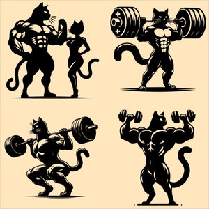 Cat Gym Svg Png, Bodybuilder Svg, Gym Svg, Bodybuilding Svg, Cat Svg ...