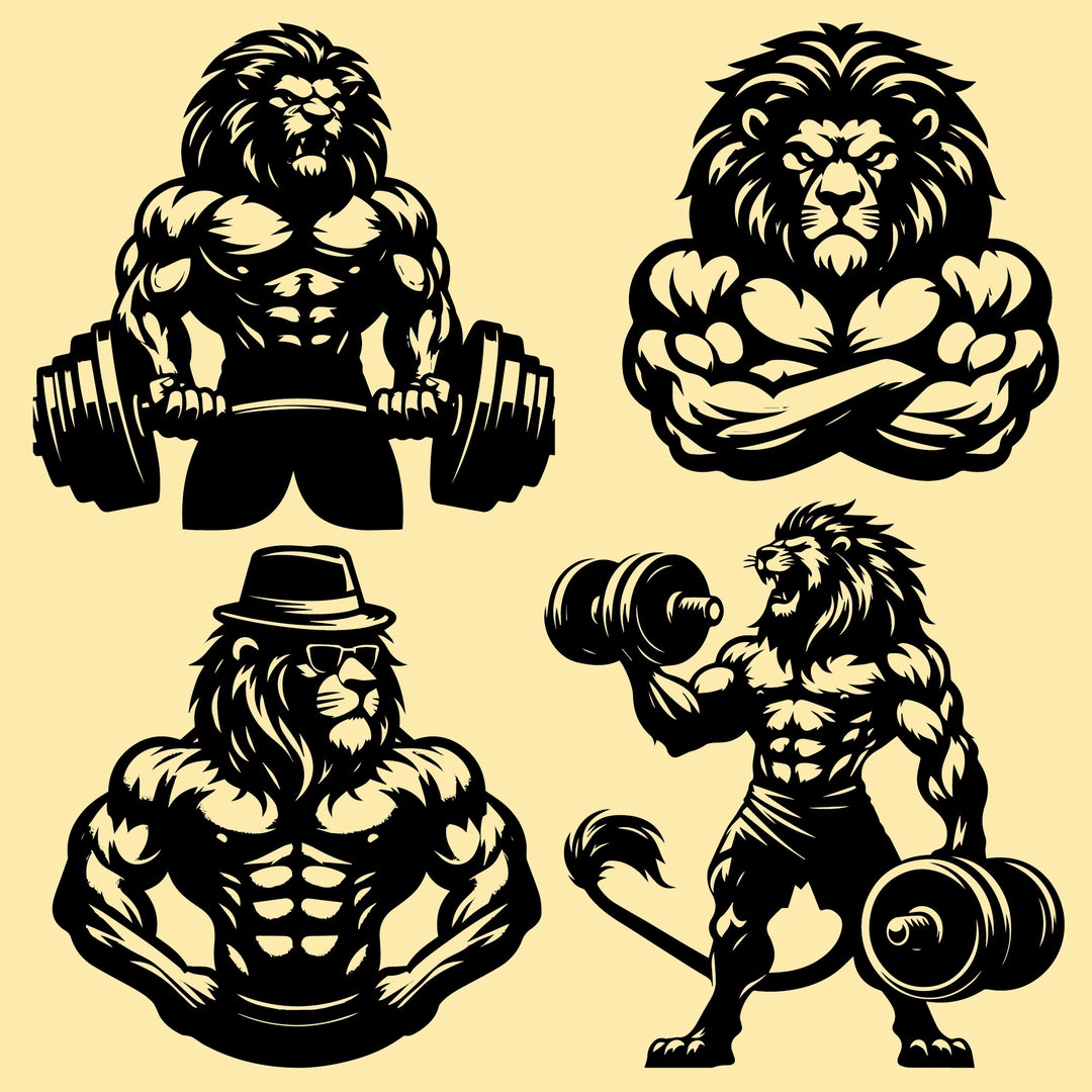 Bodybuilder SVG PNG Designs, Gym Logo Vector, Lion Fitness, Workout ...