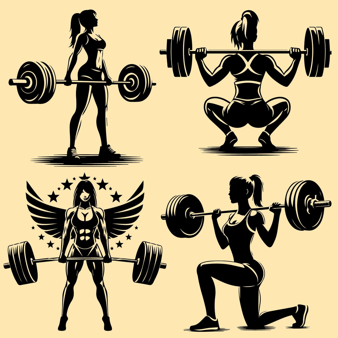Women Weightlifters SVG Bundle, Female Body Builder Silhouette Cut File ...