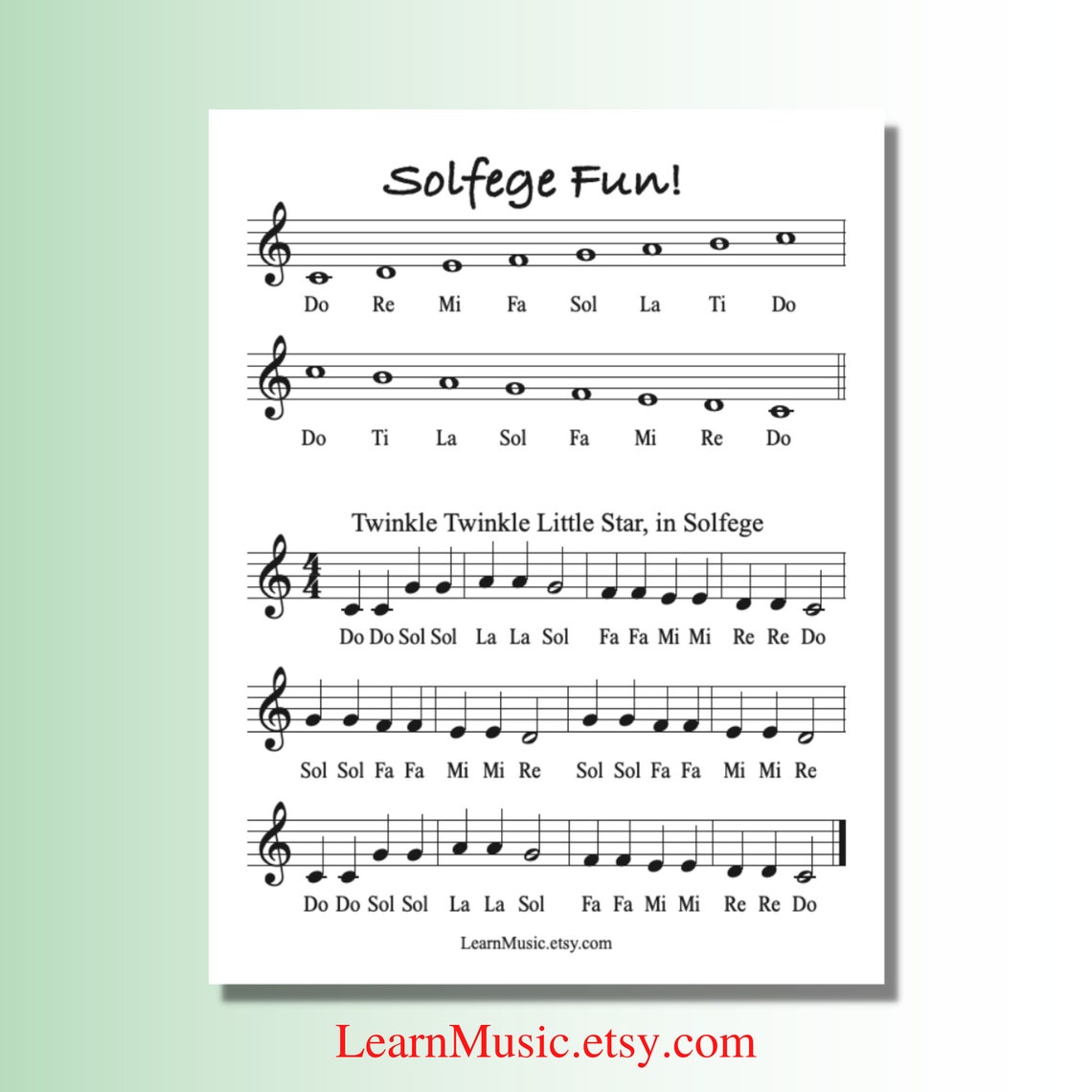 Learn to Read Music With Solfege - Twinkle Twinkle Little Star - Music ...
