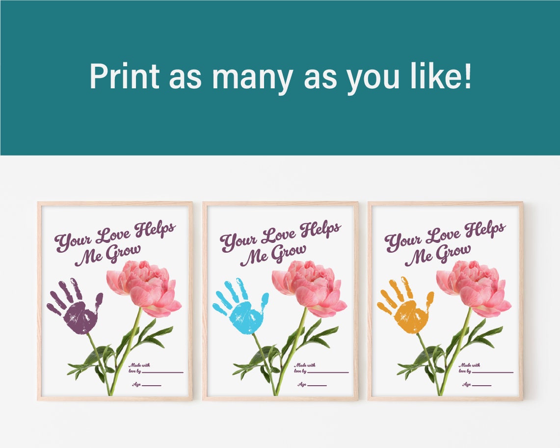 Mothers Day Handprint Flower Craft for Kids Printable PDF, Personalized ...