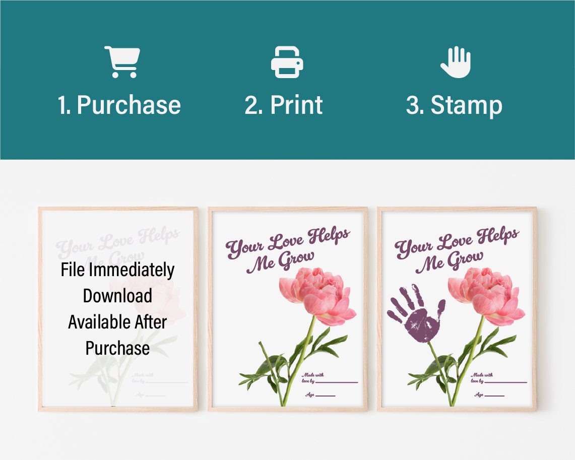 Mothers Day Handprint Flower Craft for Kids Printable PDF, Personalized ...