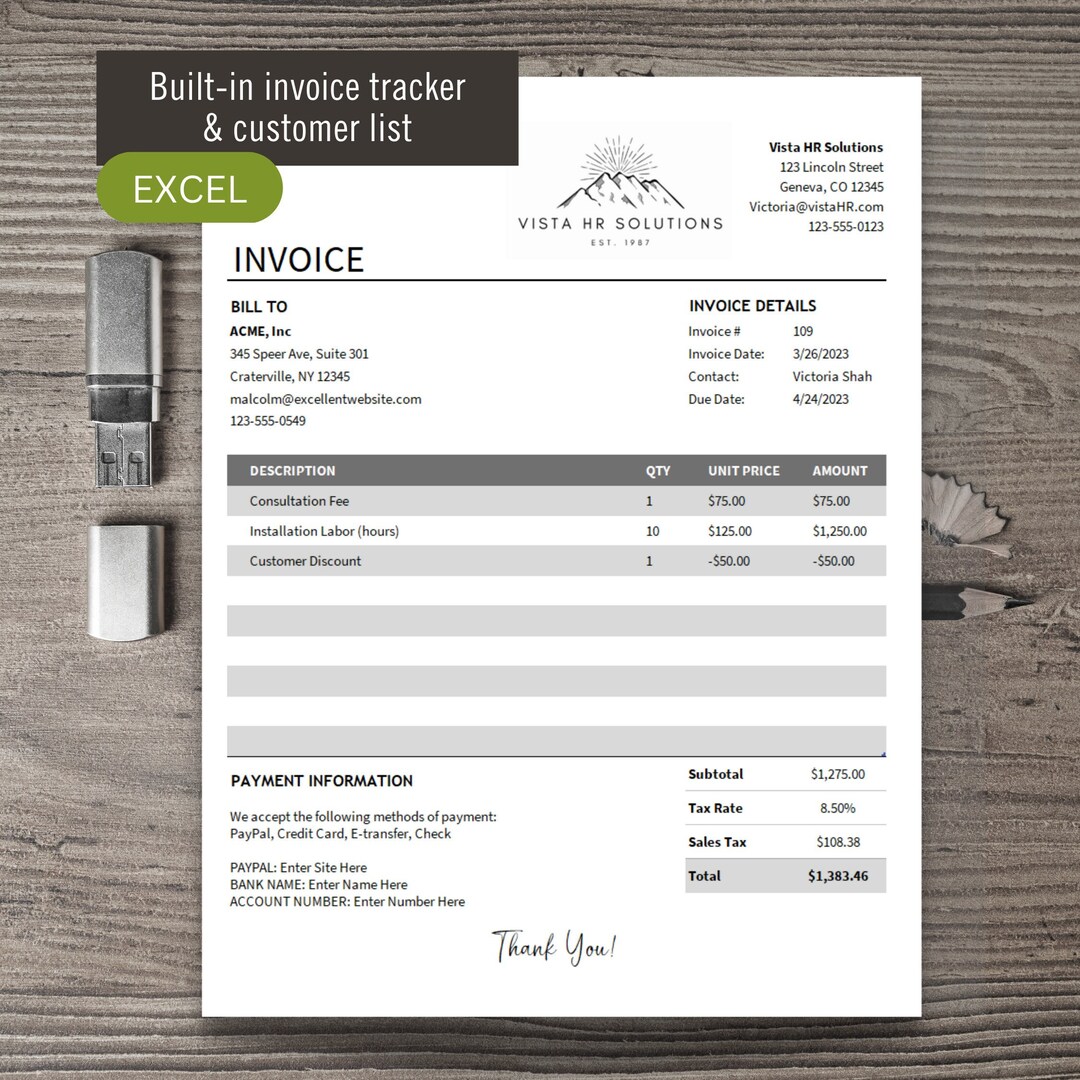 Simple Sales Invoice With Built-in Customer List and Invoice Tracking ...