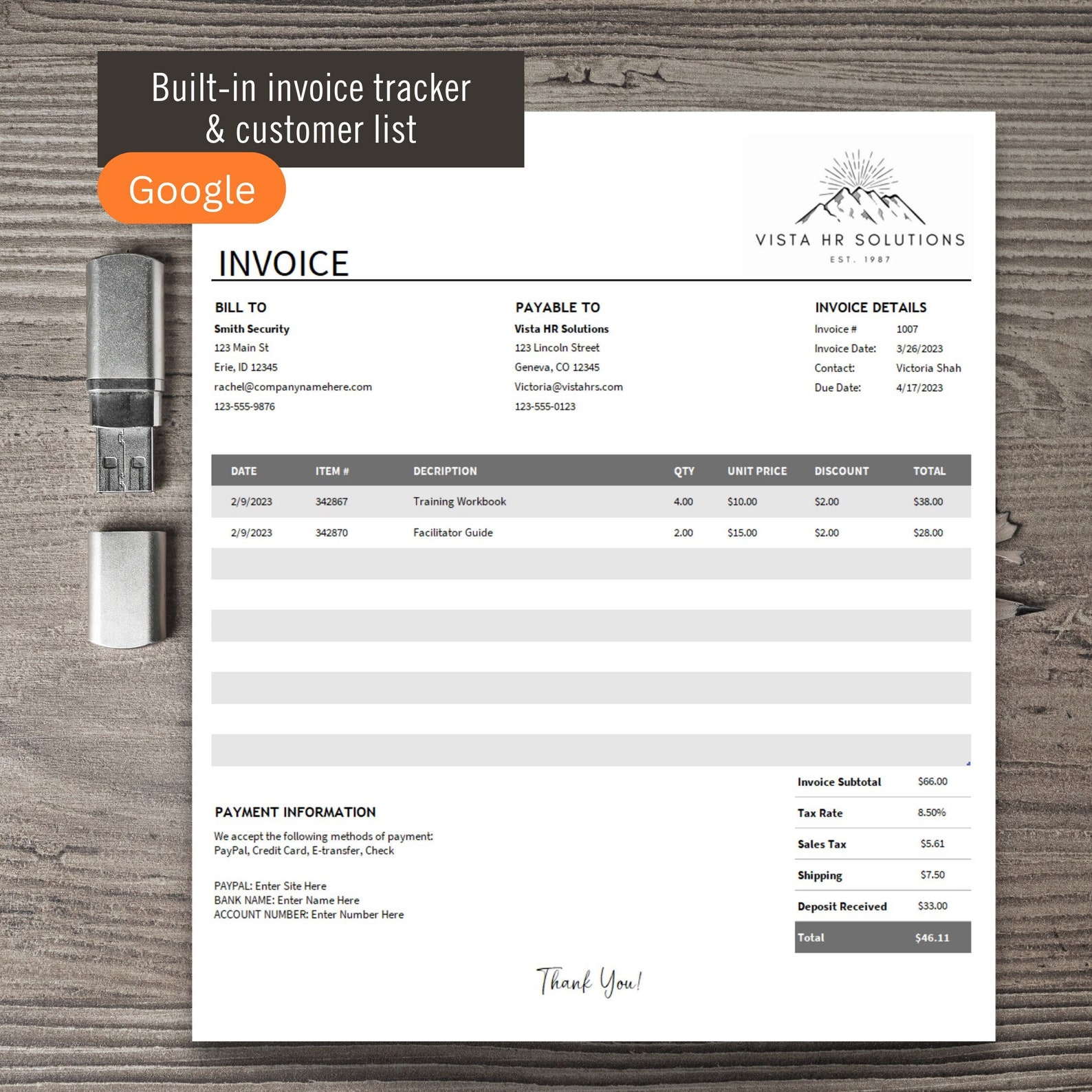 Sales Invoice I Built-in Customer List and Invoice Tracking Sheet I ...
