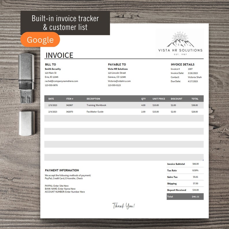 Sales Invoice I Built-in Customer List and Invoice Tracking Sheet I ...