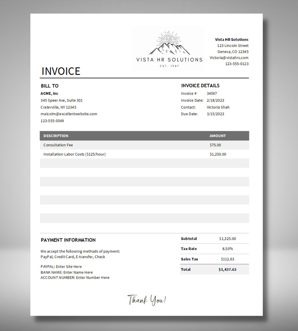 Basic Invoice With Built-in Customer List and Invoice Tracking Sheet I ...