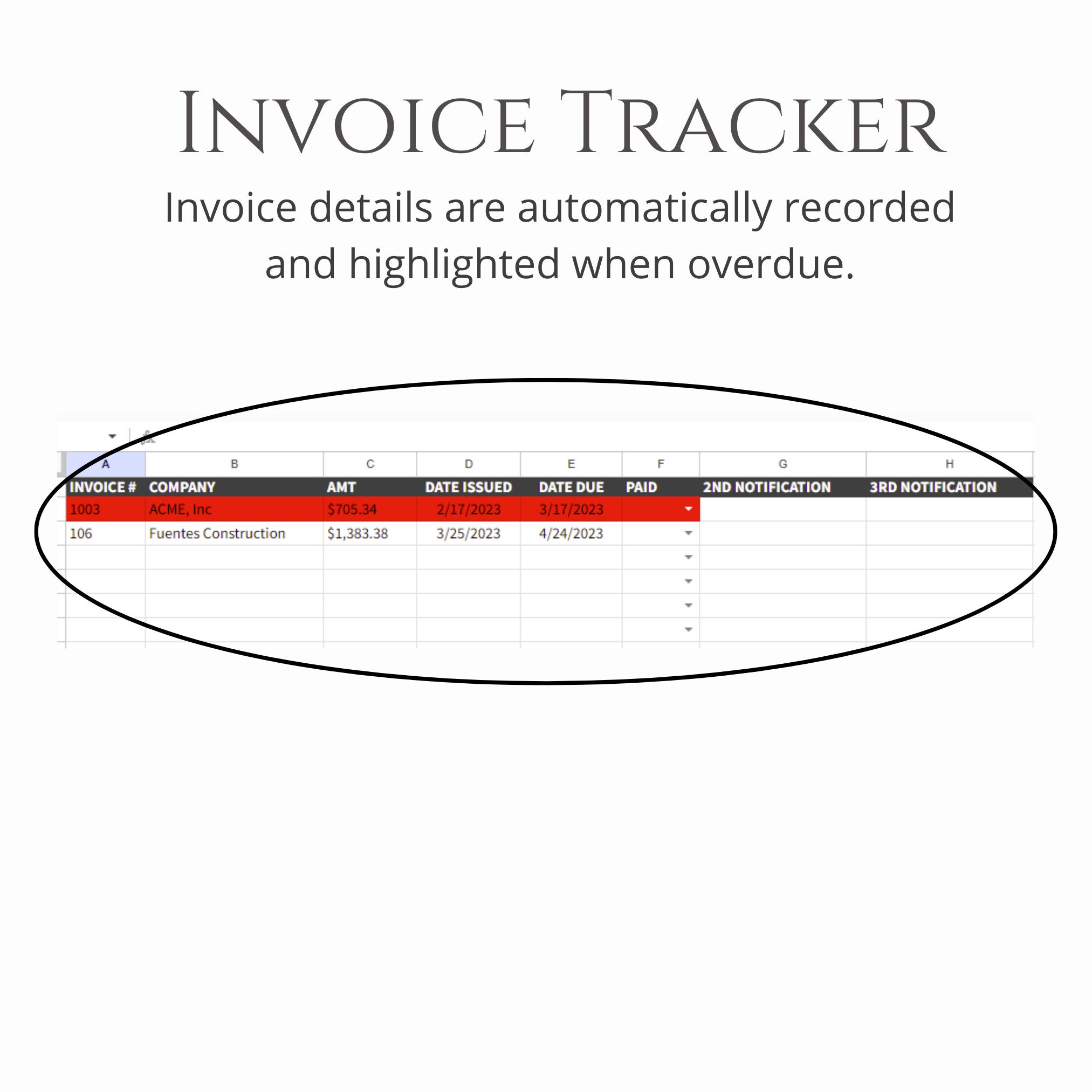 Classic Simple Sales Invoice I Customer List and Invoice Tracking Sheet ...