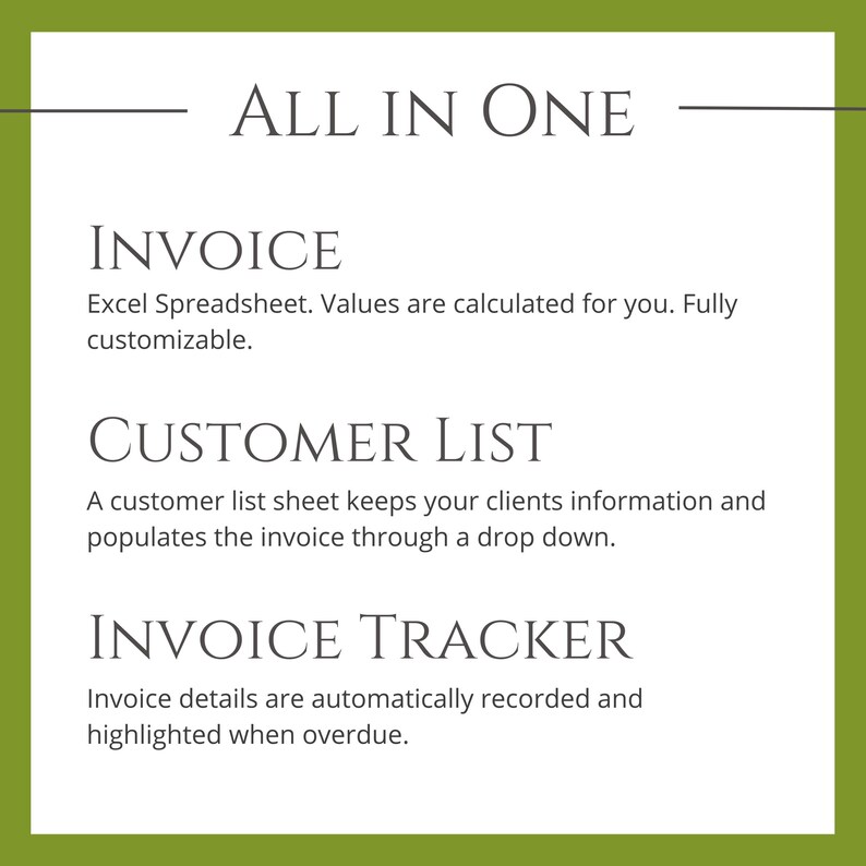 Classic Basic Invoice I Customer List and Invoice Tracking Sheet Built ...