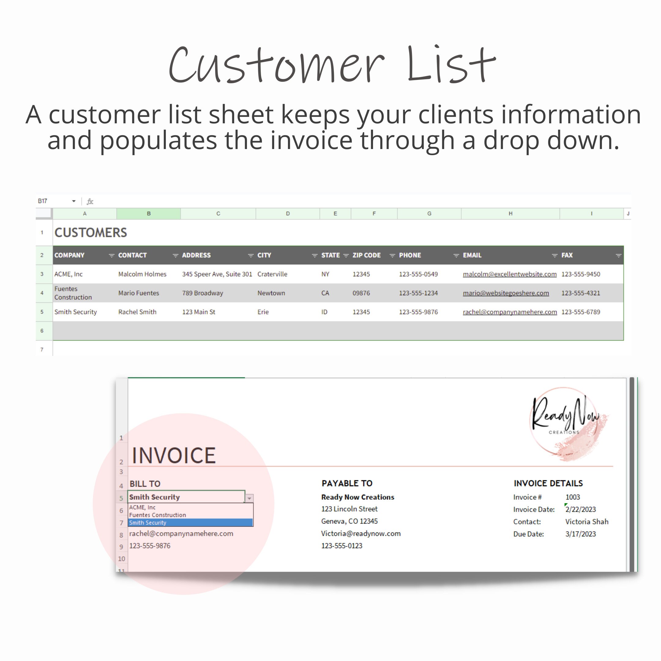Simple Sales Invoice With Built-in Customer List and Invoice Tracking ...