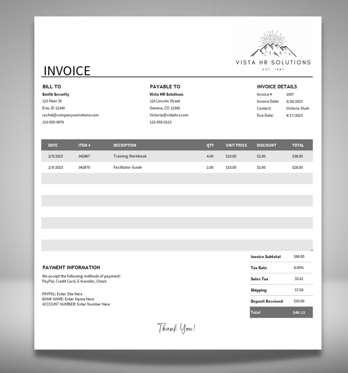 Sales Invoice I Built-in Customer List and Invoice Tracking - Etsy