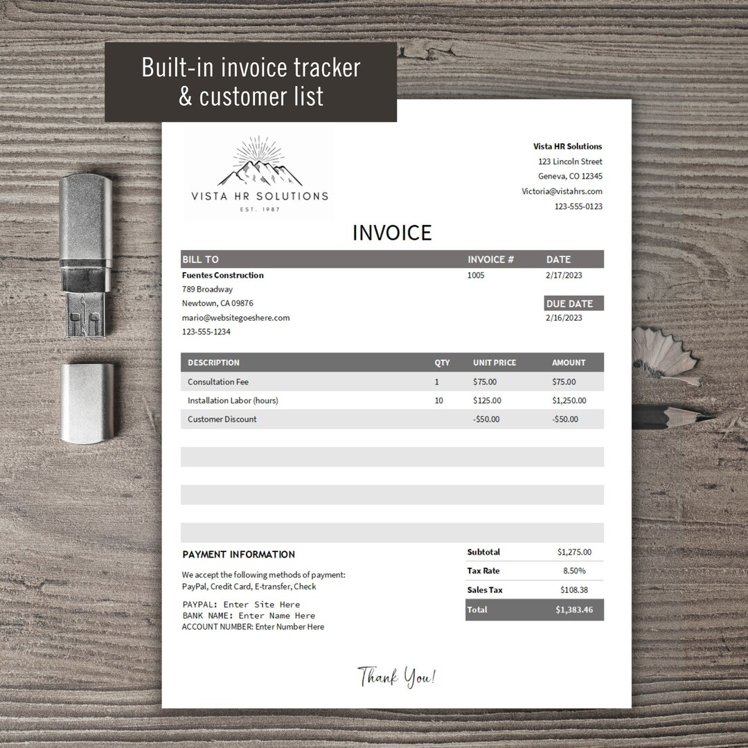 Simple Sales Invoice With Built-in Customer List and Invoice - Etsy