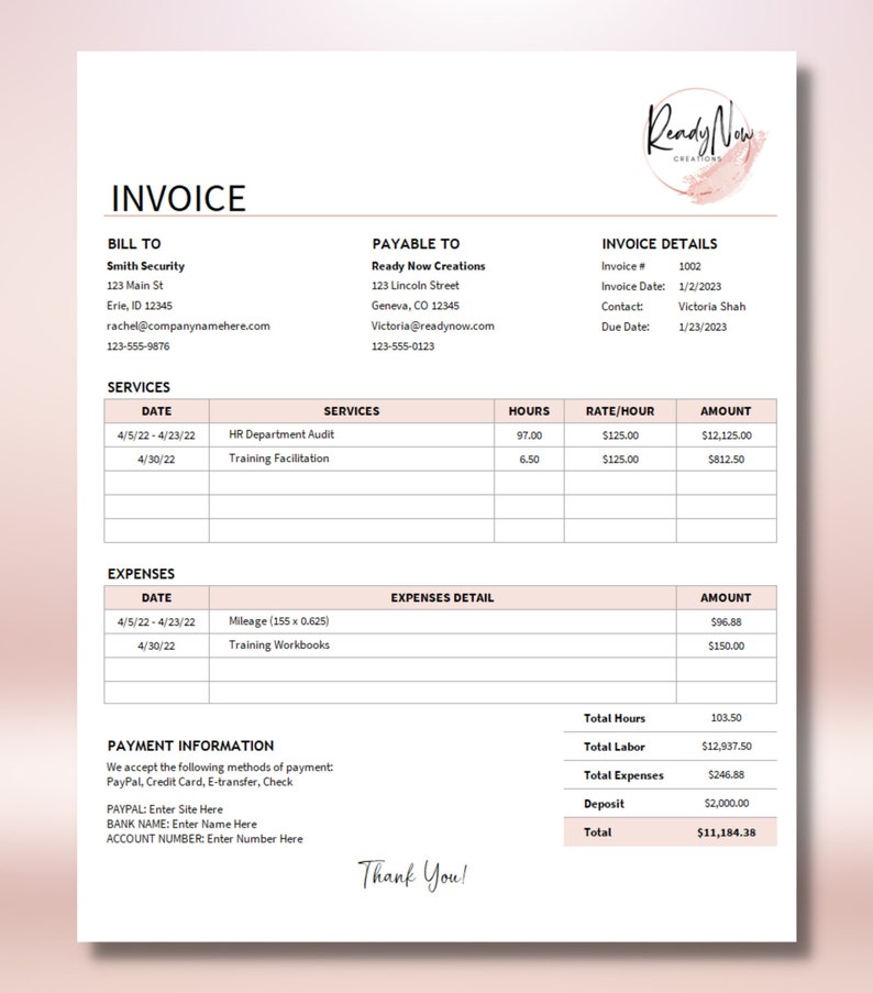Consultant Client Invoice With Built-in Customer List and Invoice ...