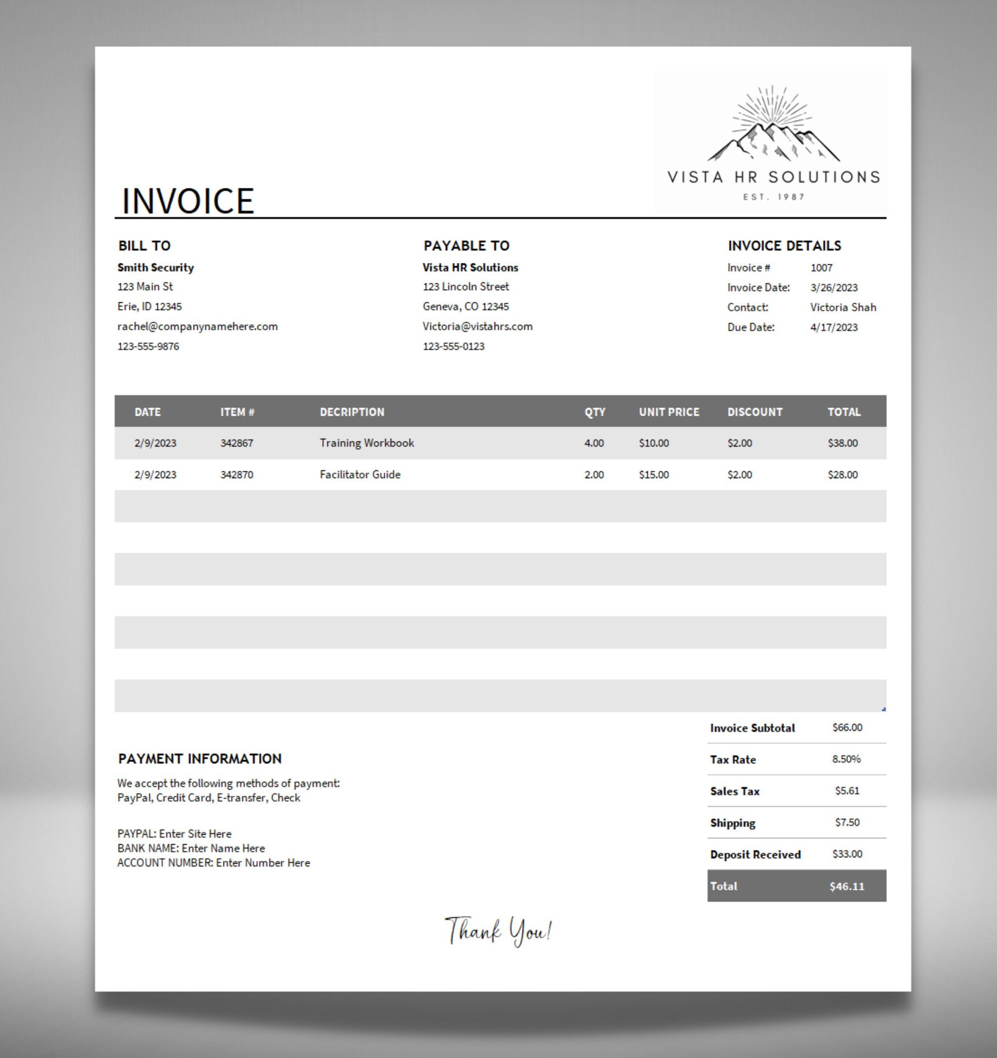 Sales Invoice With Built-in Customer List and Invoice Tracking Sheet I ...