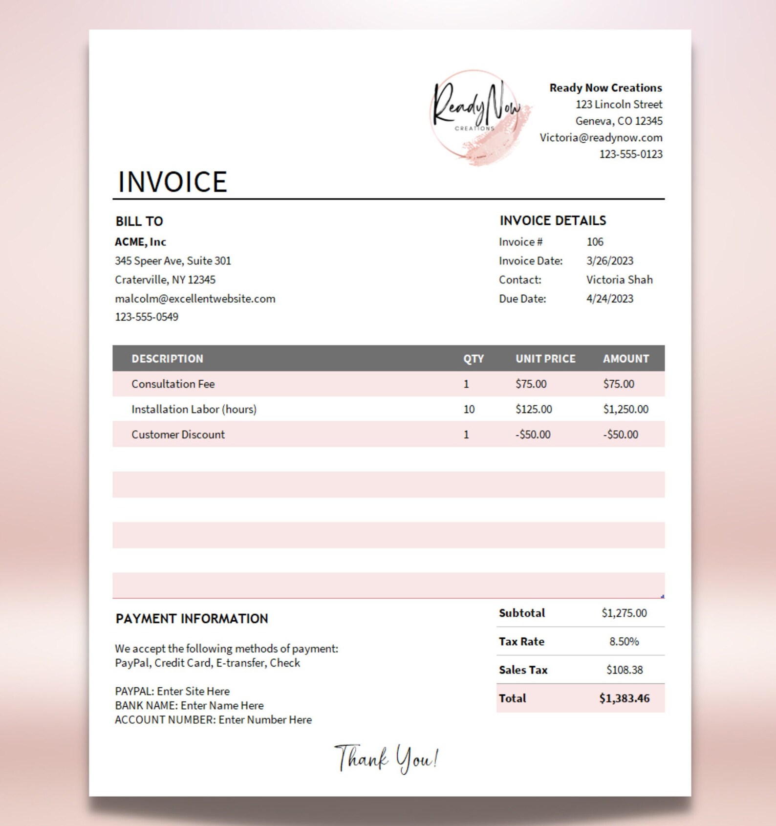 Simple Sales Invoice With Built-in Customer List and Invoice Tracking ...